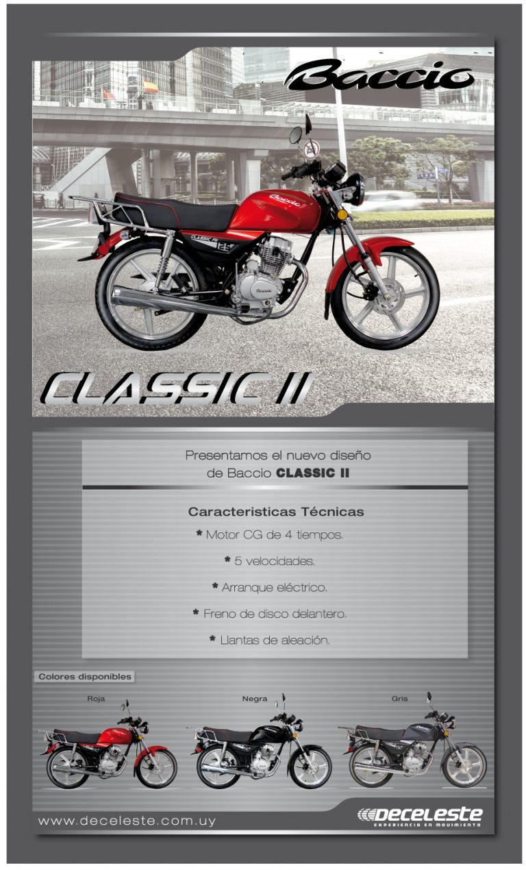 NUEVA MOTO BACCIO CLASSIC II – Deceleste Uruguay. Motos, Cascos ...